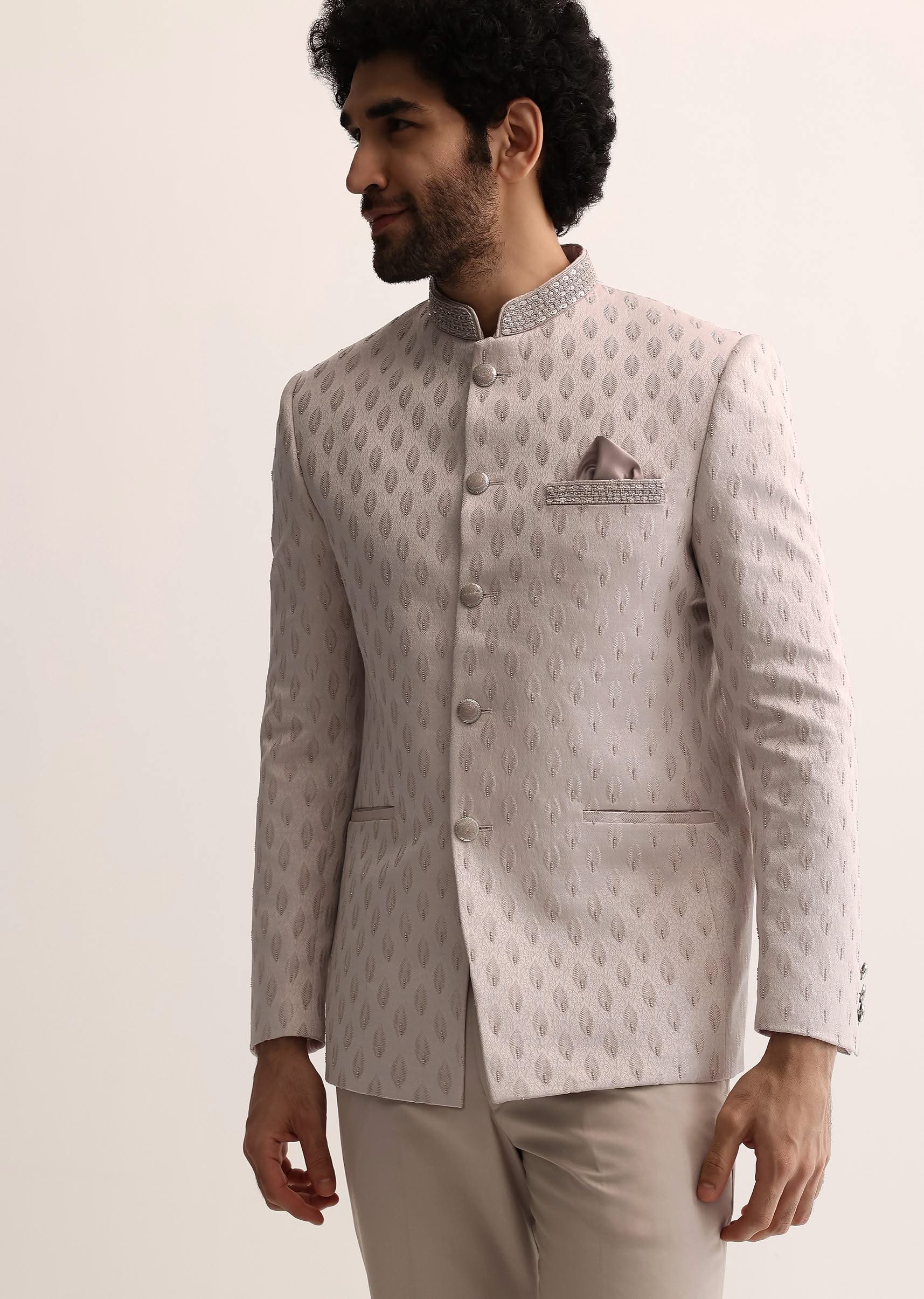 Buy Beige Jodhpuri Suit With Self Work Embroidery For Men | KALKI ...
