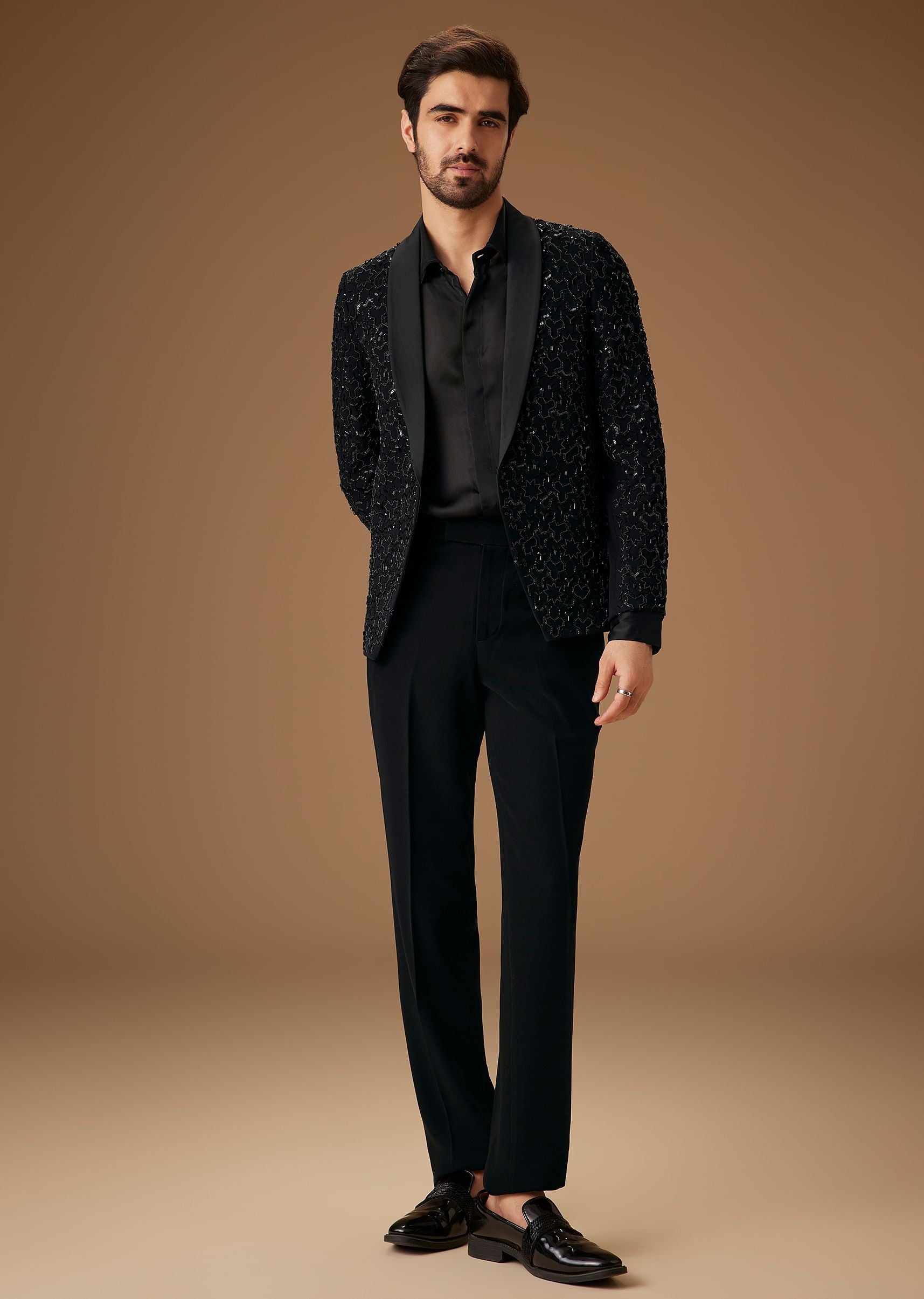 Black Cut Dana Work Tuxedo | KALKI FASHION UK