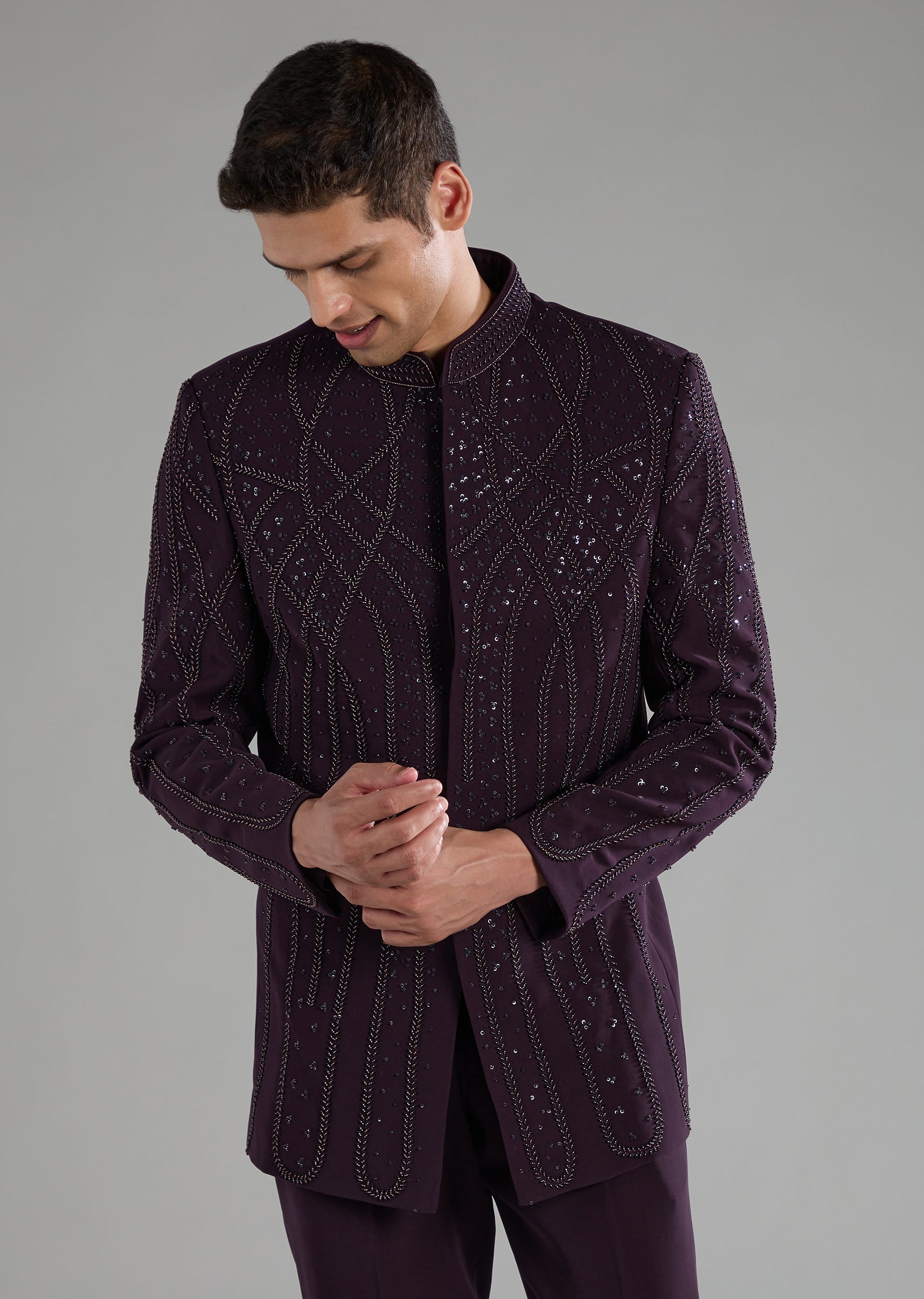 Buy Red Sequin Work Jodhpuri Pant Set | KALKI Fashion UK | KALKI FASHION UK
